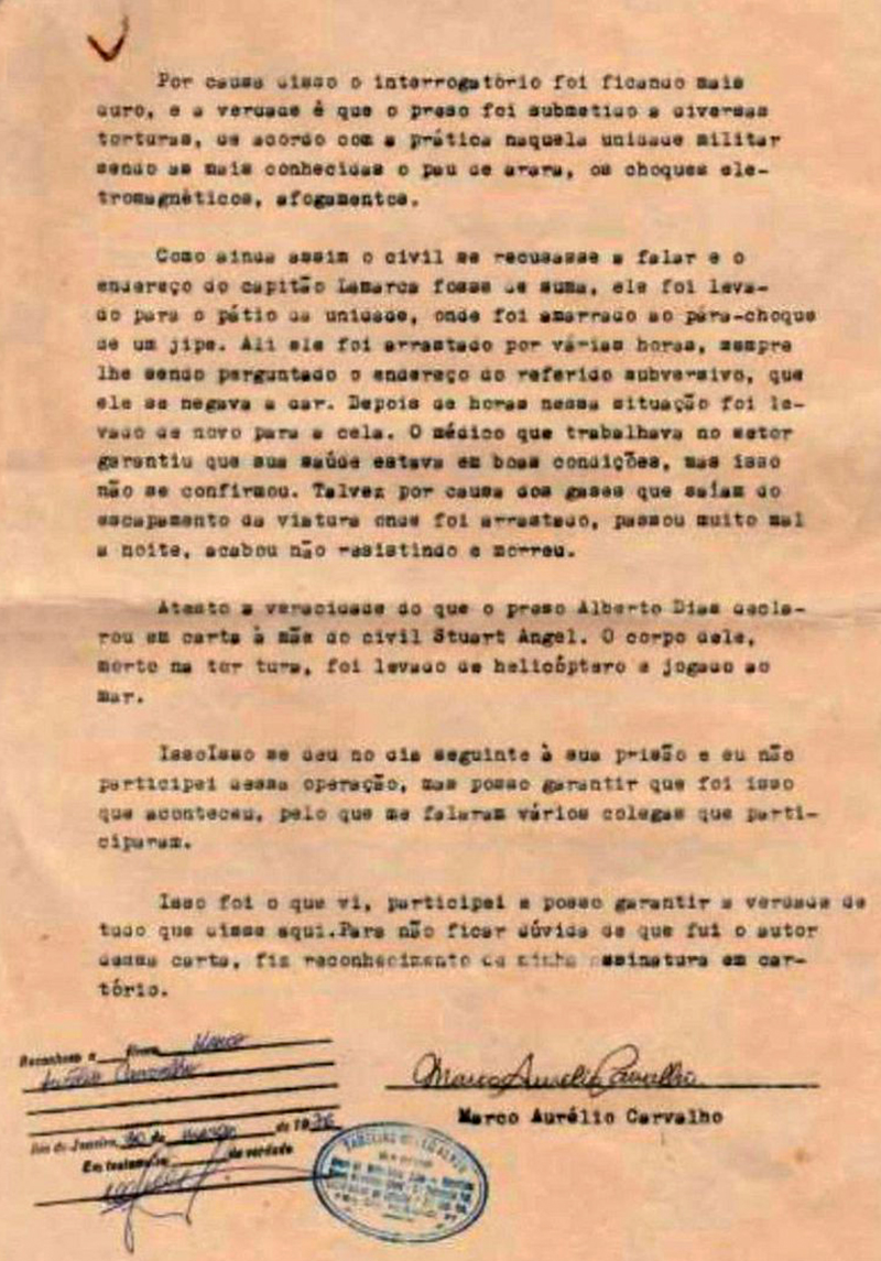 Família de Stuart Angel vai periciar suposto documento sobre tortura